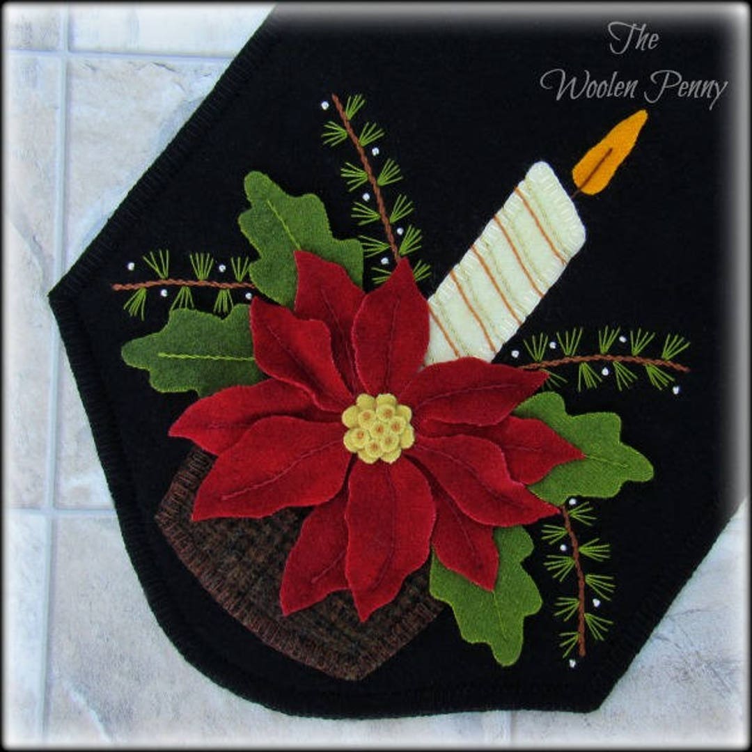 Christmas Light Wool Applique Penny Rug Table Runner PDF PATTERN - Etsy