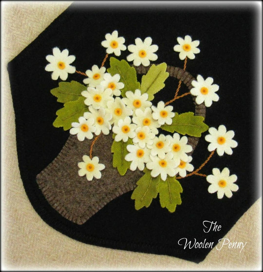 Picking Daisies Penny Rug Wool Applique Table Runner PDF INSTANT ...