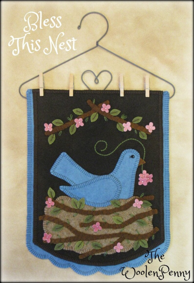 Bless This Nest Wool Wall Hanging *PATTERN* Spring Bird in Nest Wool ...
