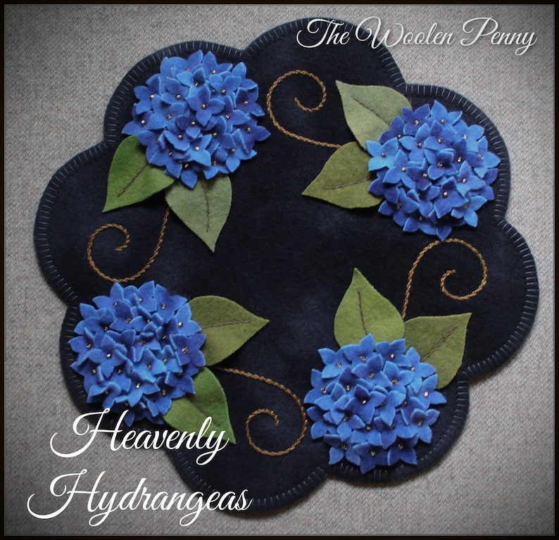 Heavenly Hydrangeas Wool Applique Candle Table Mat *DIGITAL PATTERN* - Etsy