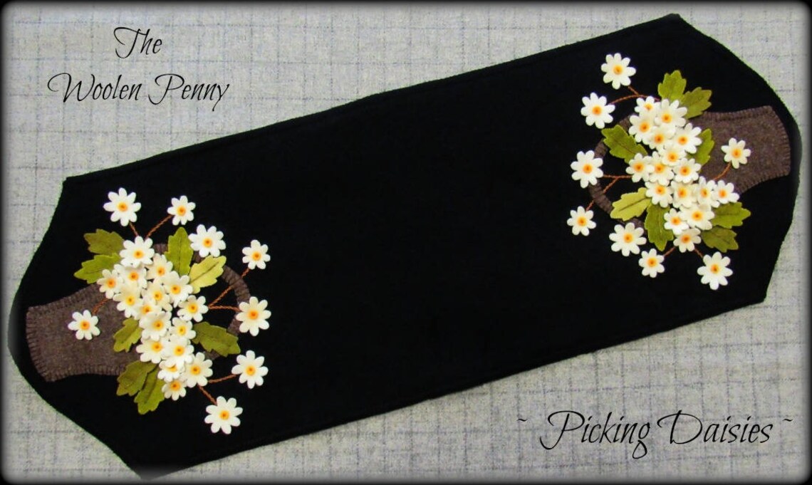 Picking Daisies Penny Rug Wool Applique Table Runner PDF INSTANT ...