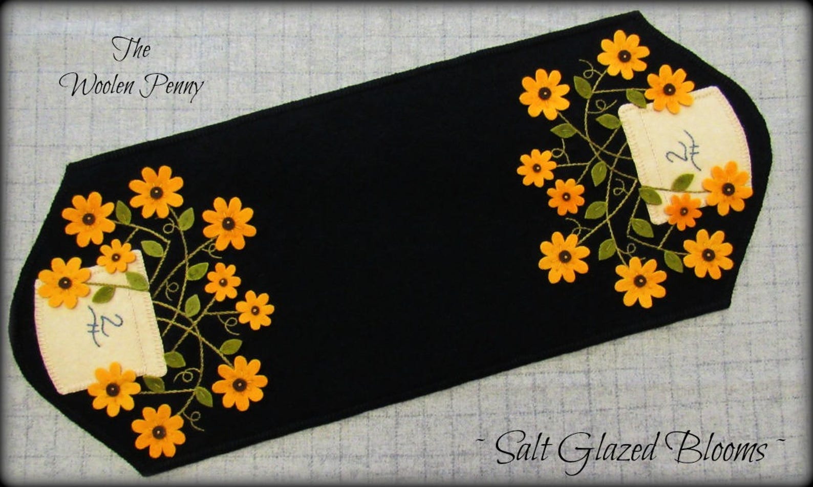 Salt Glazed Blooms Wool Applique Penny Rug Candle Mat Table - Etsy
