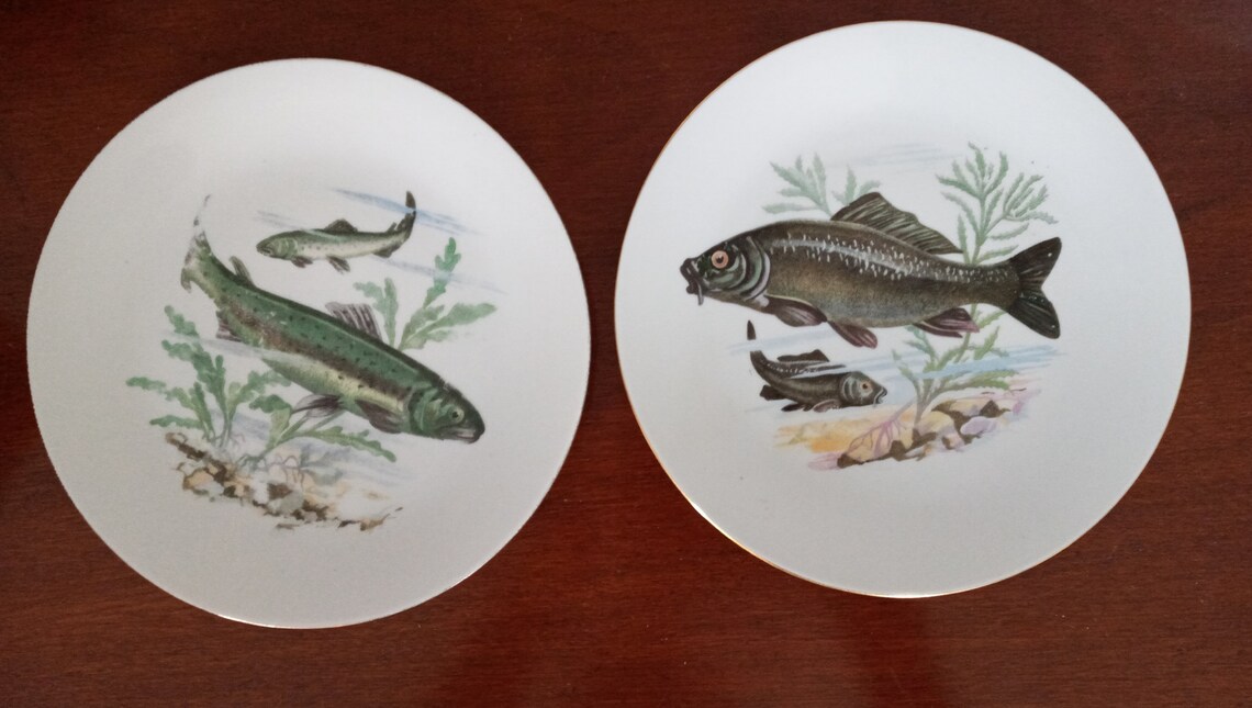 Kahla konitz Germany 1950 Vintage 2 Fish Plates Collectable | Etsy