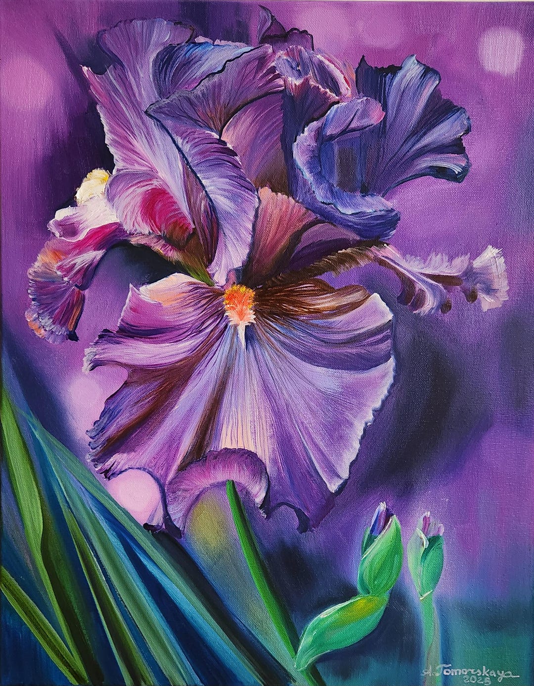 Original Oil Painting “iris in Barocco Style” | 16x20” Purple Iris ...