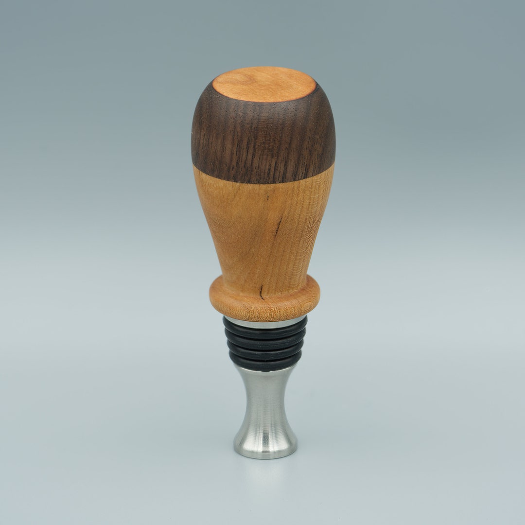 Handmade Wooden Bottle Stopper | Cherry and Walnut | Stainless Steel ...