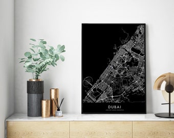 Dubai Map Art Print United Arab Emirates Poster - Etsy