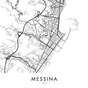 Messina, Sicily, Italy City Map Print Wall Art | Print at Home ...