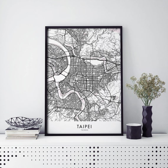 Taipei Taiwan Art City Map Print Wall Art A4 A3 A2 A1 | Etsy