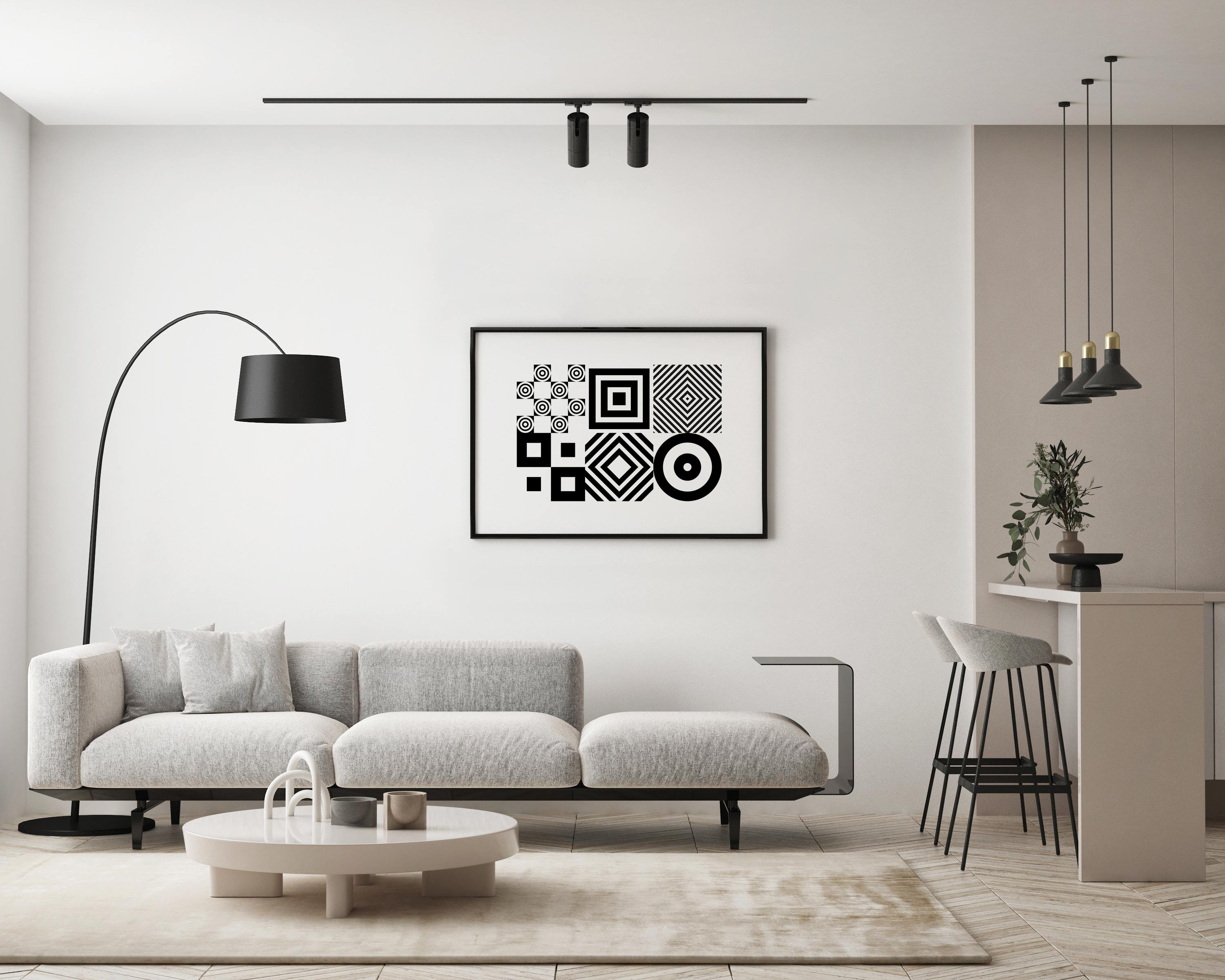 Bullseye | Modern Geo Black & White Abstract Print Wall Art | 4x6 5x7 ...