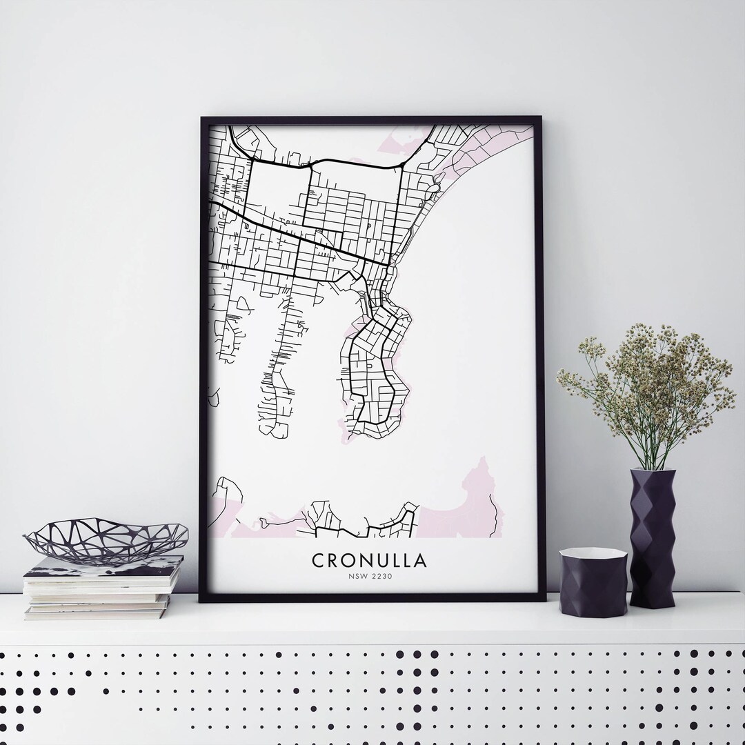 Cronulla, Sydney, Australia Art, City Map Print Wall Art | A4 A3 A2 A1 ...
