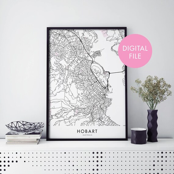 Hobart Tasmania City Map Print Wall Art Print at Home | Etsy