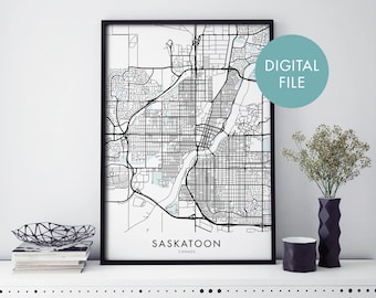 Saskatoon Saskatchewan Canada Art City Map Print Wall Art - Etsy
