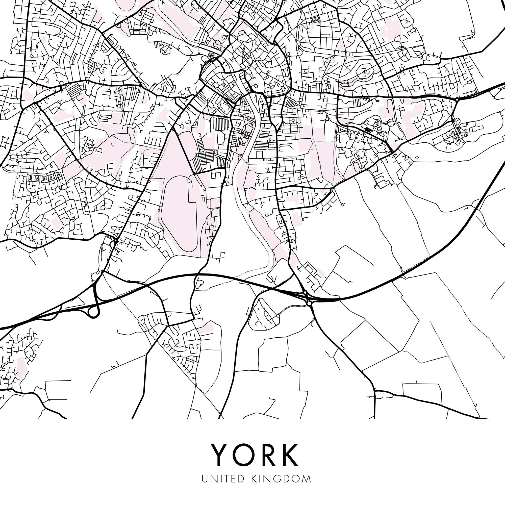 York, England UK Art, City Map Print Wall Art | A4 A3 A2 A1 - Etsy