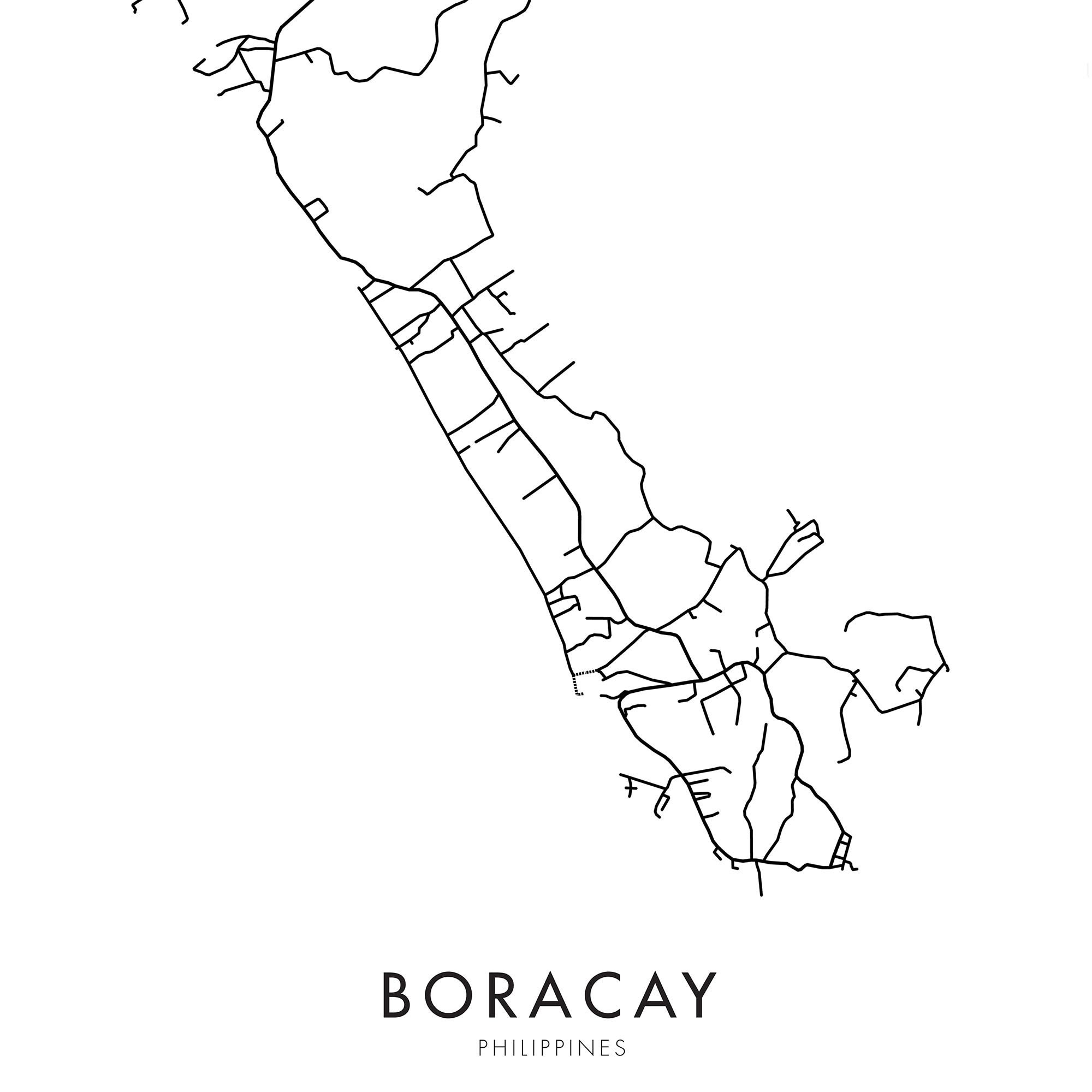 Boracay, Phillippines City Map Print Wall Art | Print at Home | Digital ...