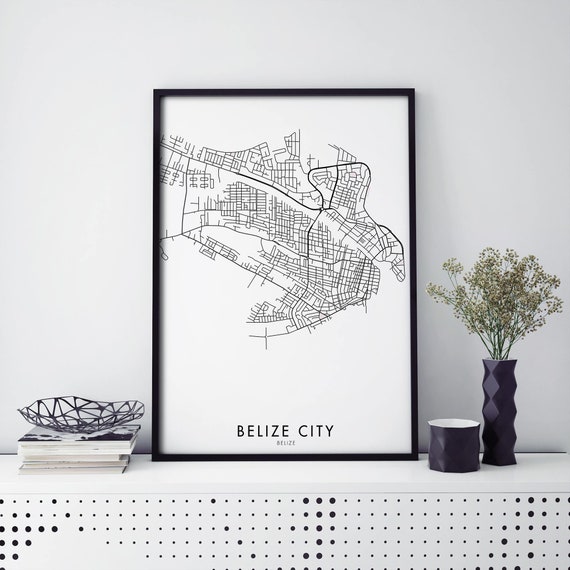 Belize City Art Map Print Wall Art A4 A3 A2 A1 | Etsy