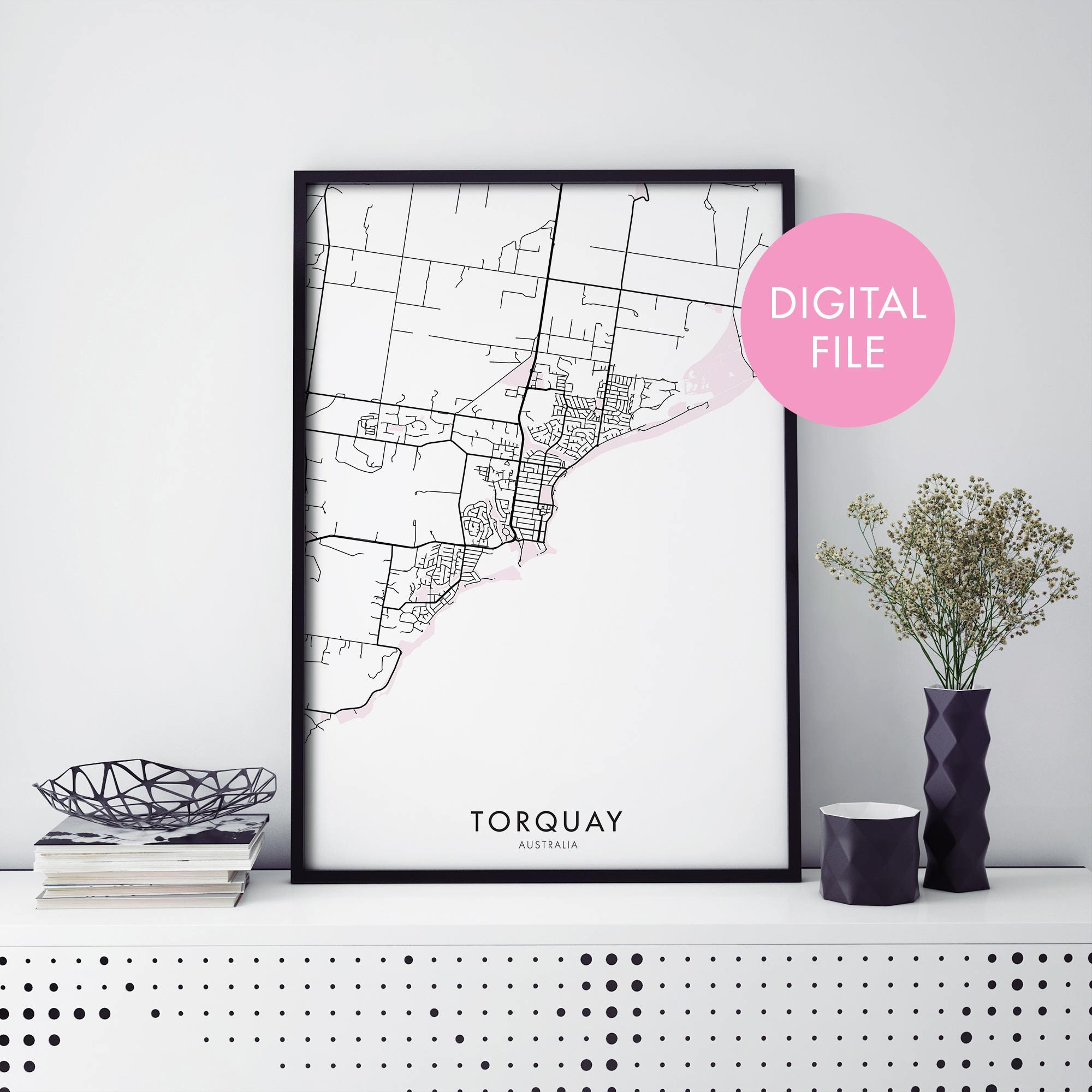 Torquay, Victoria, Australia City Map Print Wall Art | Print at Home ...