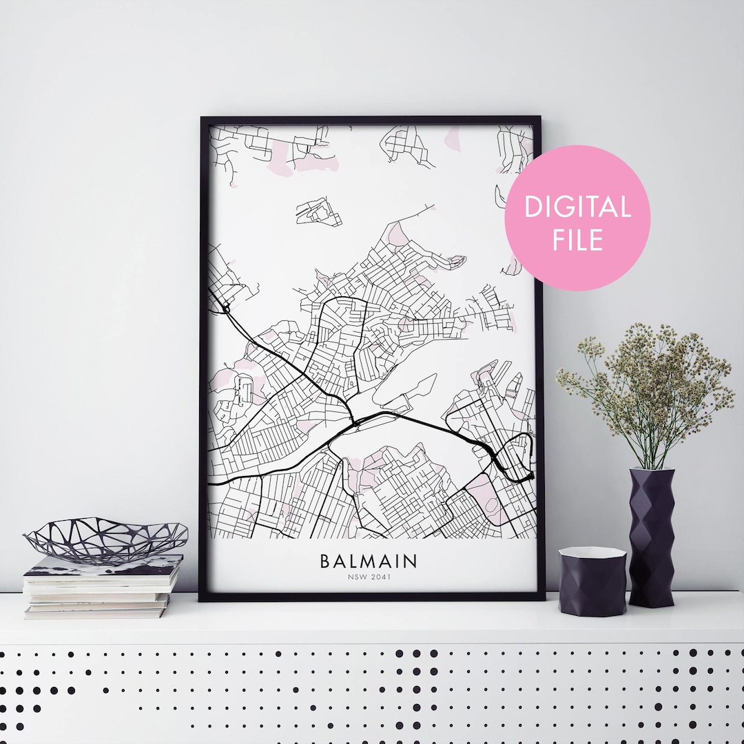 Balmain, Sydney, Australia City Map Print Wall Art | Print at Home | Digital Download File - Etsy