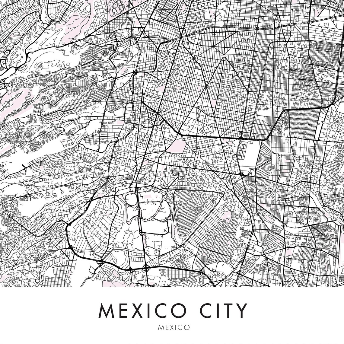 Mexico City Map Print Wall Art Print at Home Digital - Etsy