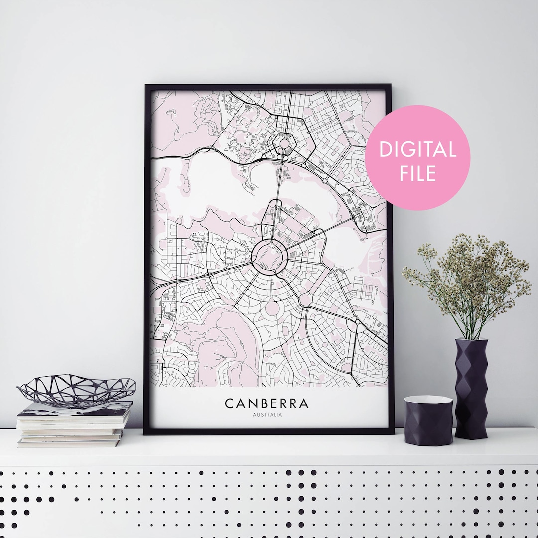 Canberra, Australia City Map Print Wall Art | Print at Home | Digital ...