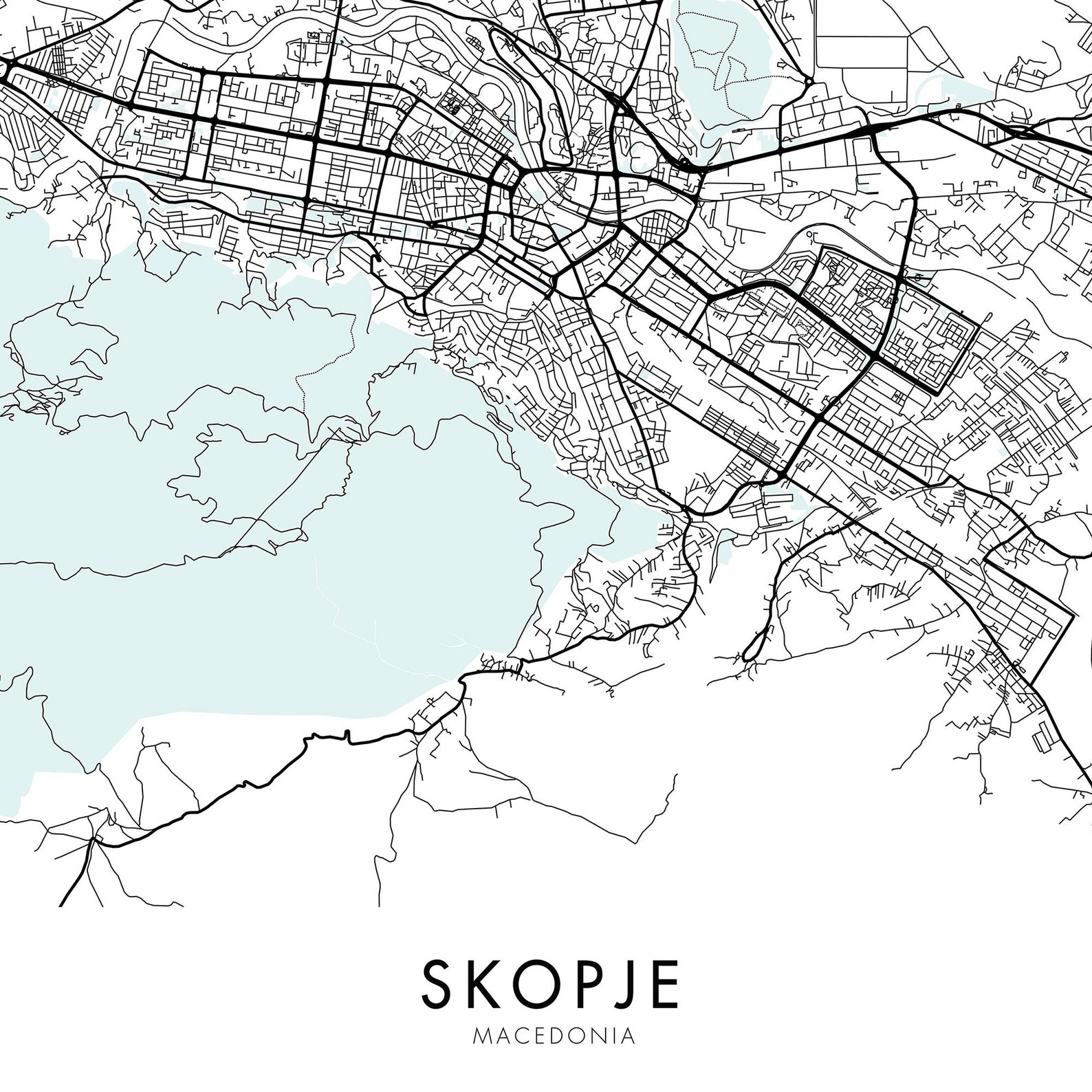 Skopje Macedonia Art City Map Print Wall Art A4 A3 A2 A1 - Etsy