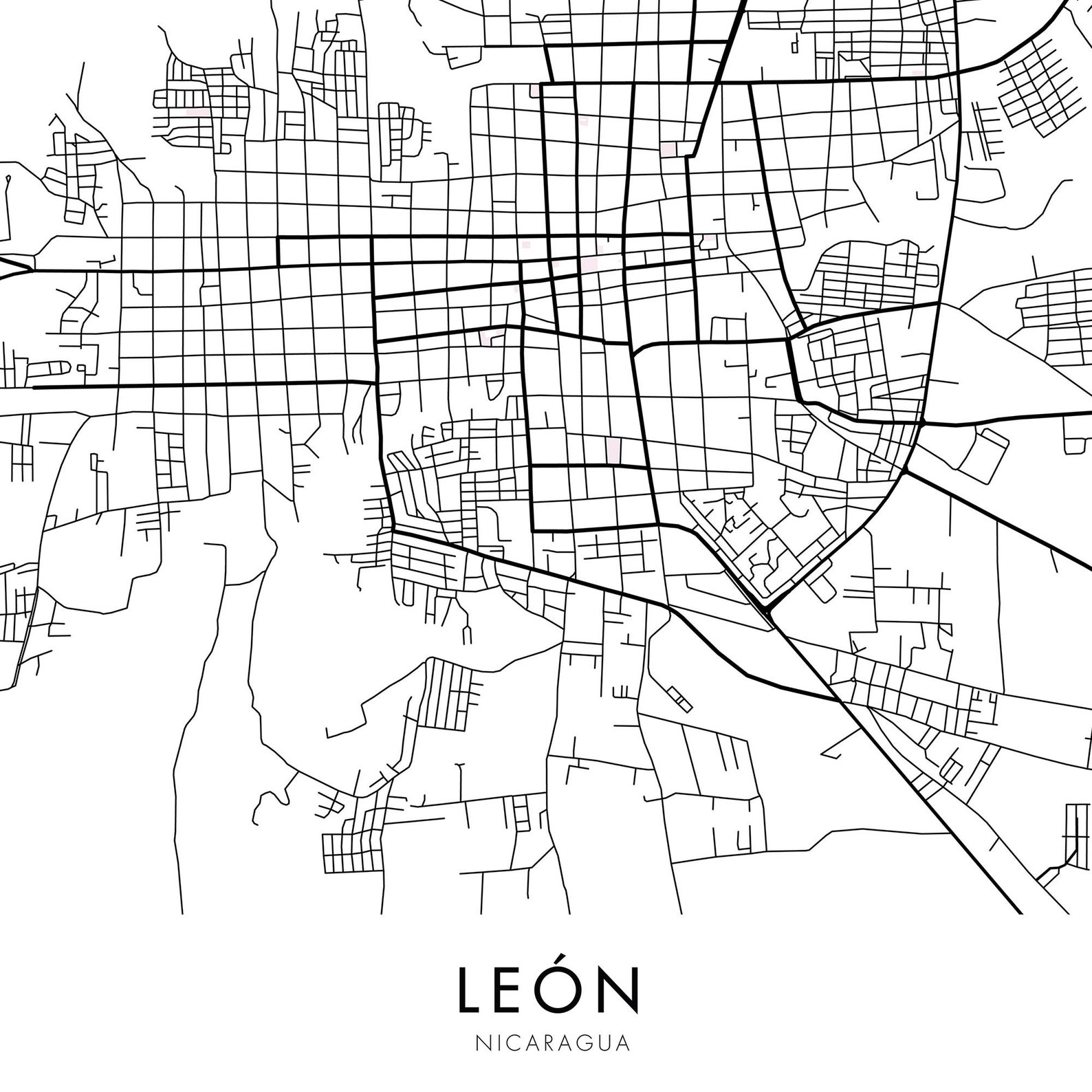 León Nicaragua City Map Print Wall Art Poster A4 A3 A2 A1 | Etsy