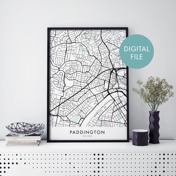 Paddington Brisbane Queensland City Map Print Wall Art | Etsy