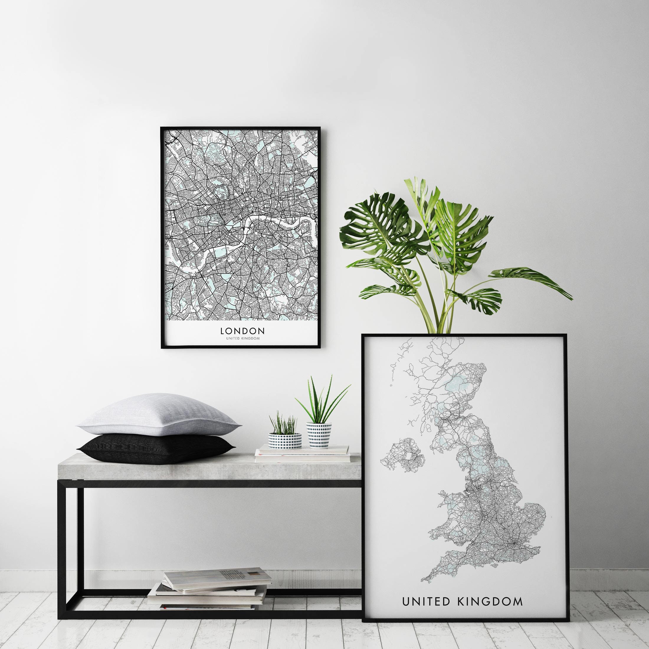 United Kingdom UK Art, Country Road Map Print Wall Art | A4 A3 A2 A1 - Etsy