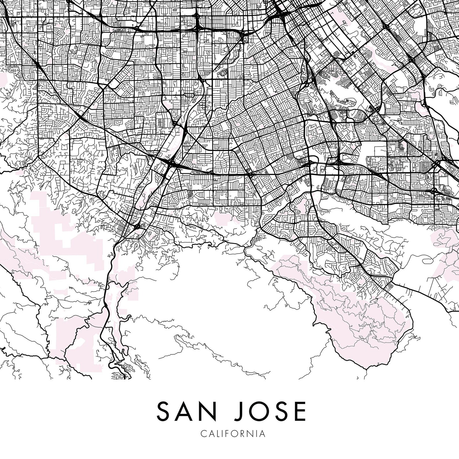 San Jose California City Map Print Wall Art Print at Home - Etsy