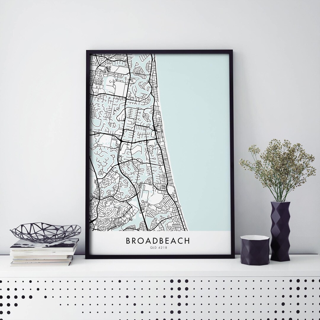 Broadbeach, Gold Coast, Australia Art, City Map Print Wall Art | A4 A3 ...