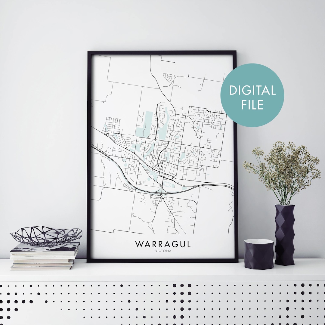 Warragul, Victoria, Australia City Map Print Wall Art | Print at Home ...