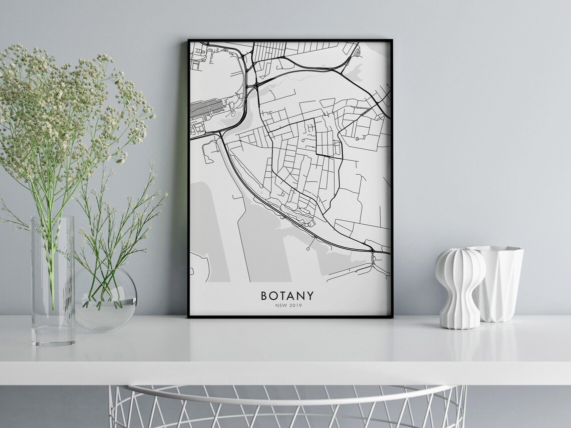 Botany Sydney Australia Art City Map Print Wall Art A4 A3 | Etsy