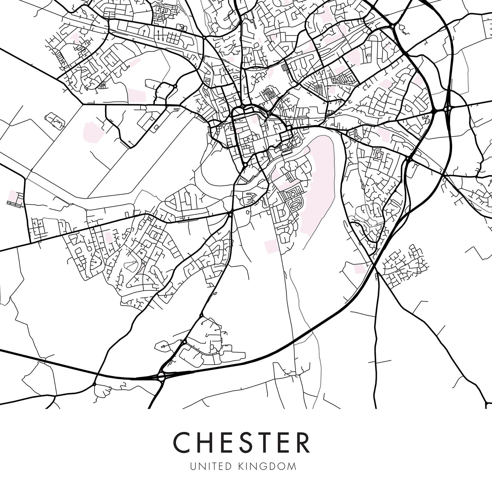 Chester Inglaterra Mapa de la ciudad del Reino Unido Imprimir - Etsy España