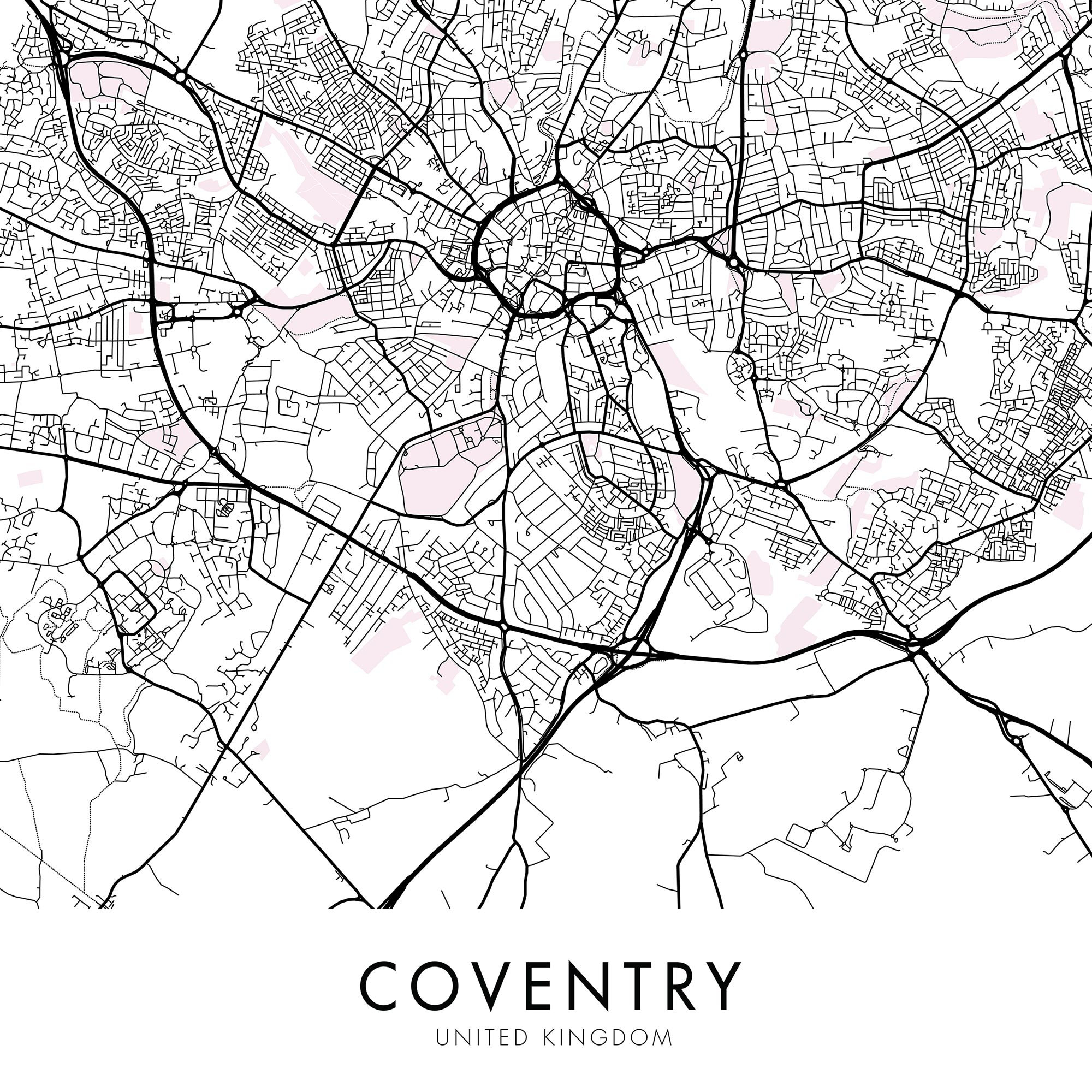Coventry England UK Art City Map Print Wall Art A4 A3 A2 - Etsy