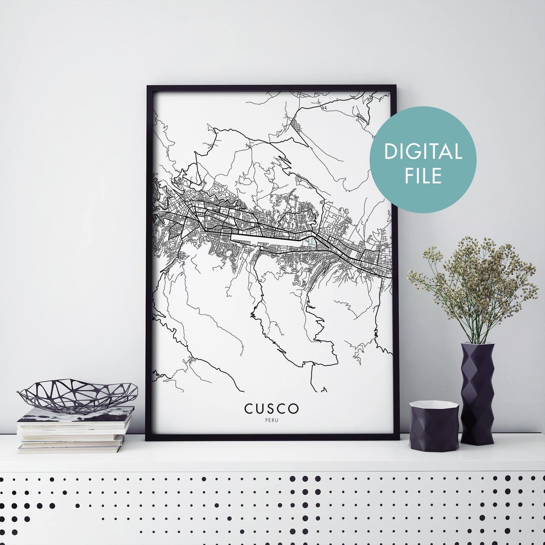 Cusco, Peru City Map Print Wall Art | Print at Home | Digital Download ...