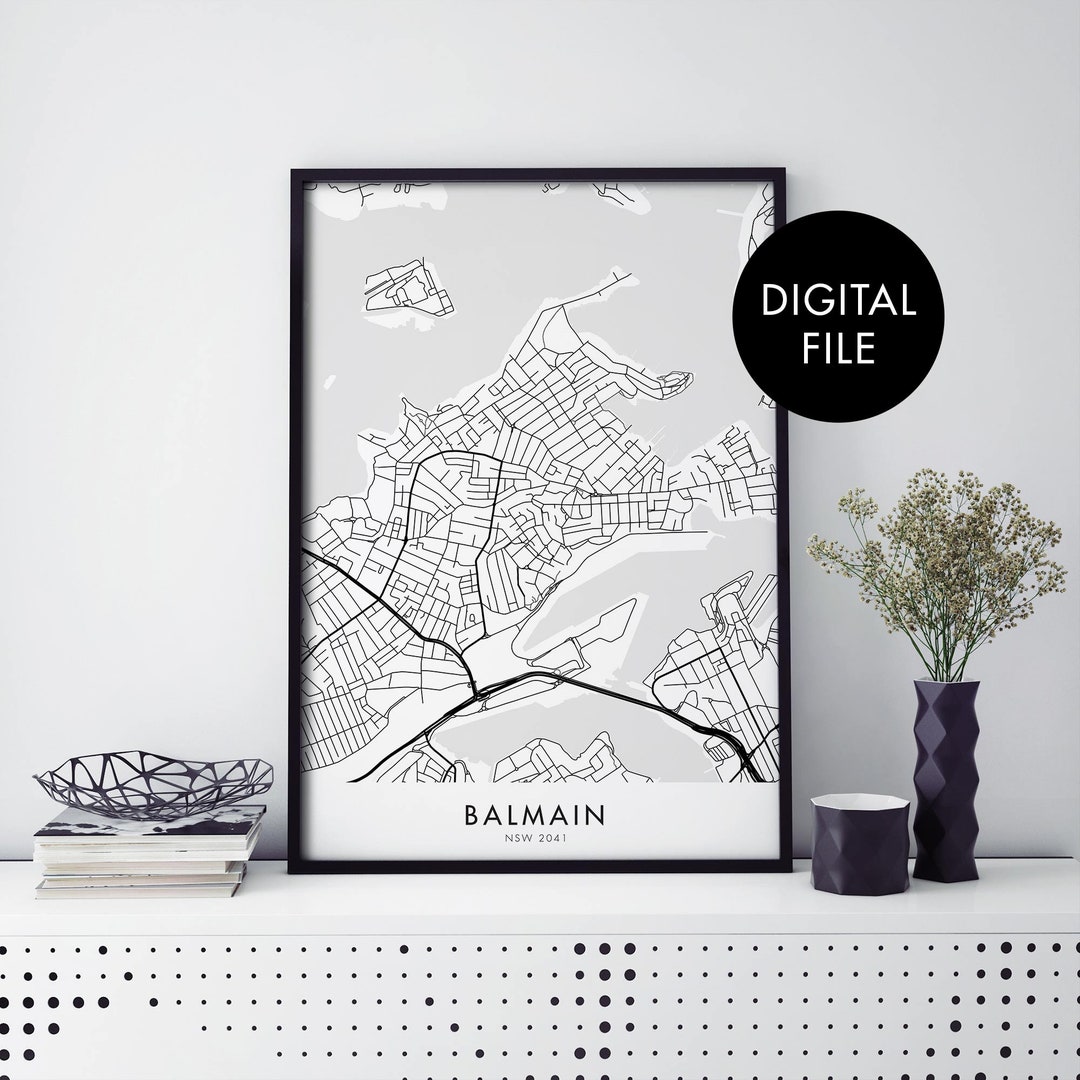Balmain, Sydney, Australia City Map Print Wall Art | Print at Home ...