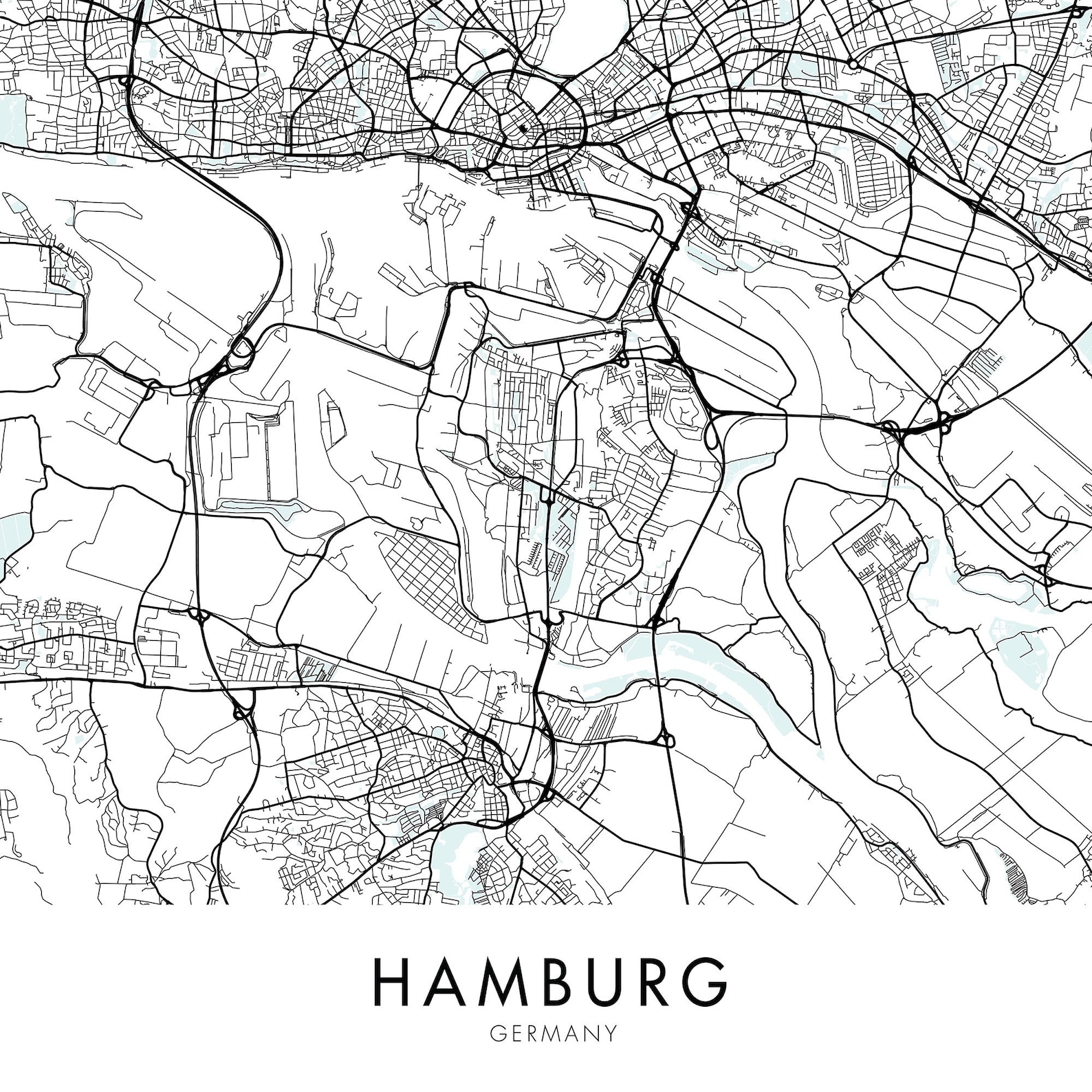 Hamburg Germany City Map Print Wall Art Print At Home | Etsy