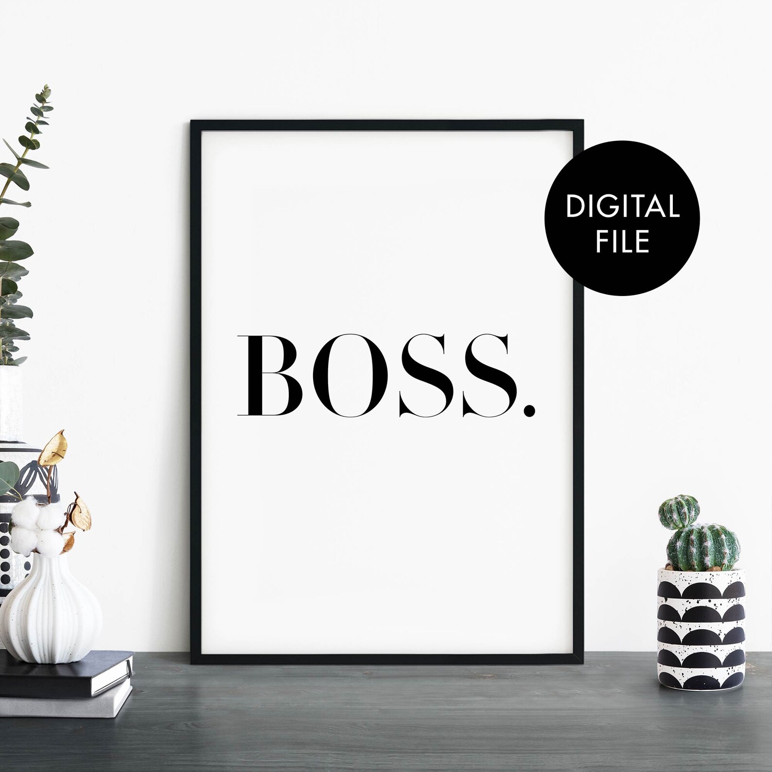 BOSS Black & White Text Poster Print Wall Art Print at Home - Etsy