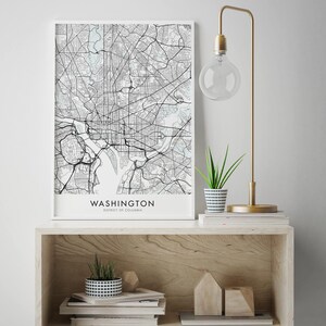 Washington DC City Map Print Wall Art | Print at Home | Digital ...