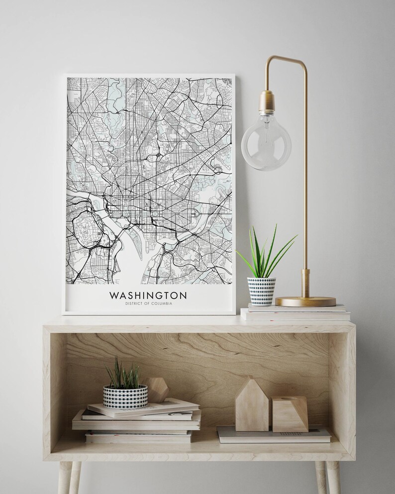 Washington DC City Map Print Wall Art | Print at Home | Digital ...