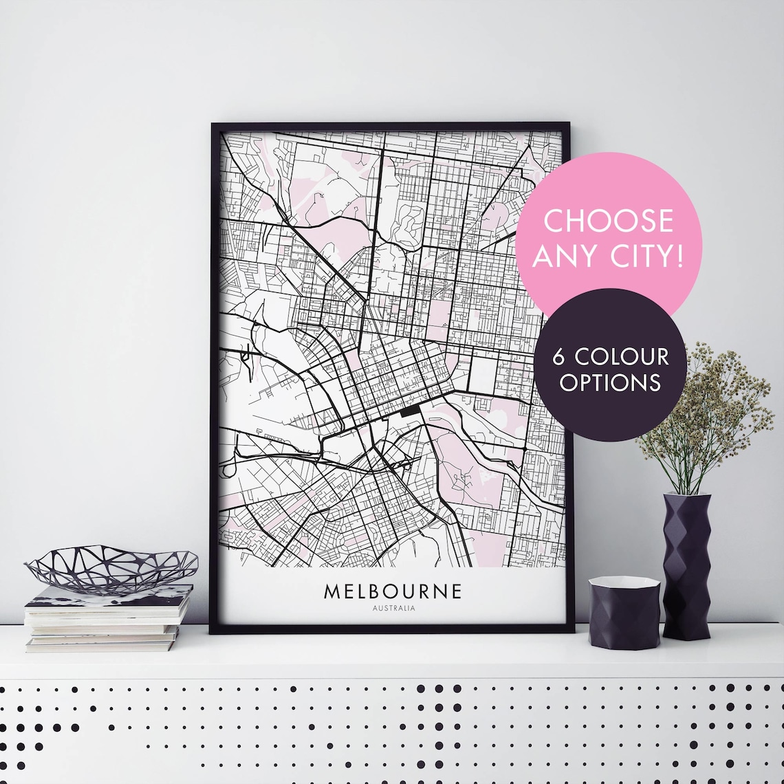 Custom City Map Print Wall Art Choose Any City | Etsy