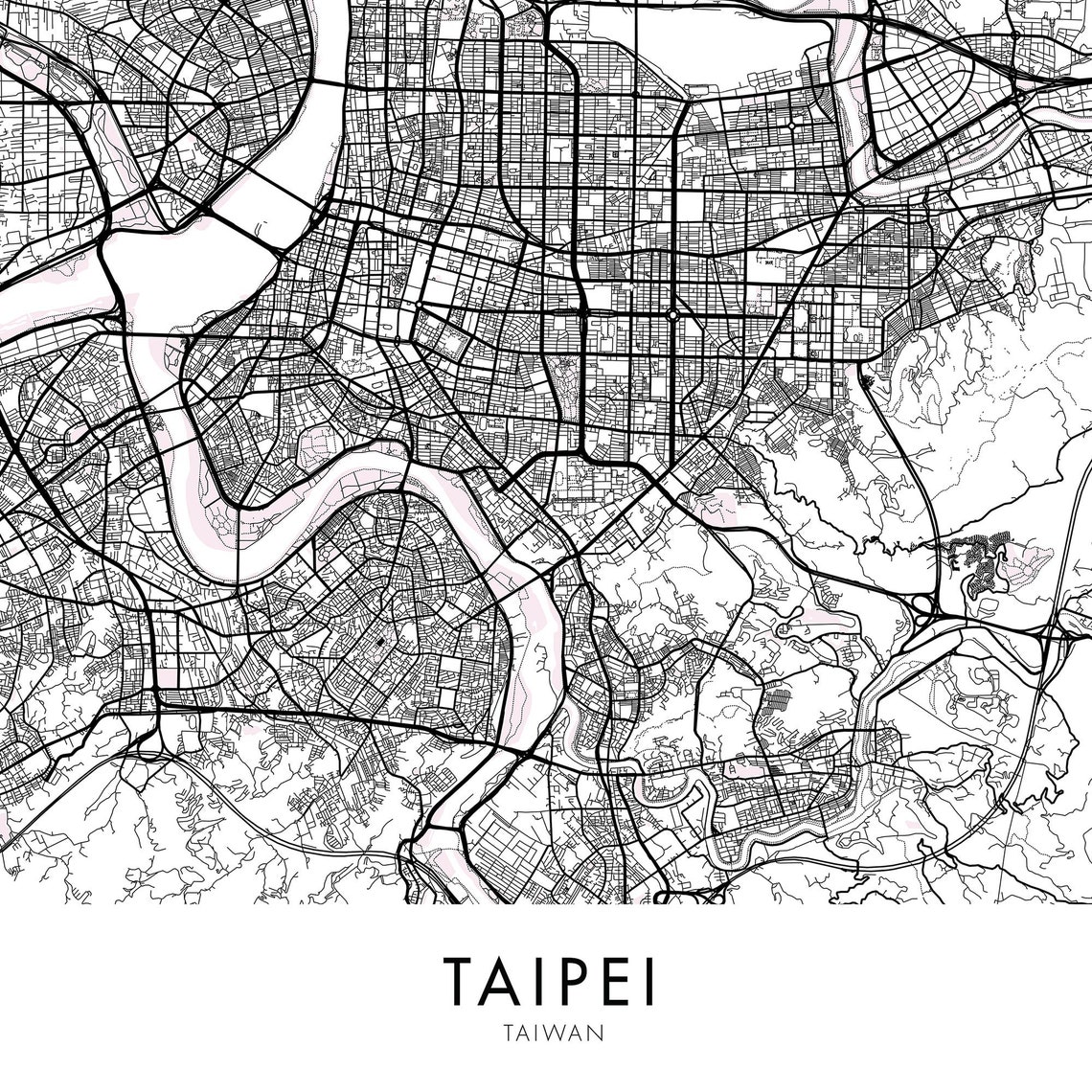 Taipei, Taiwan Art, City Map Print Wall Art | A4 A3 A2 A1 - Etsy