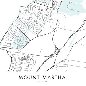 Mount Martha Mornington Peninsula Victoria Art City Map | Etsy