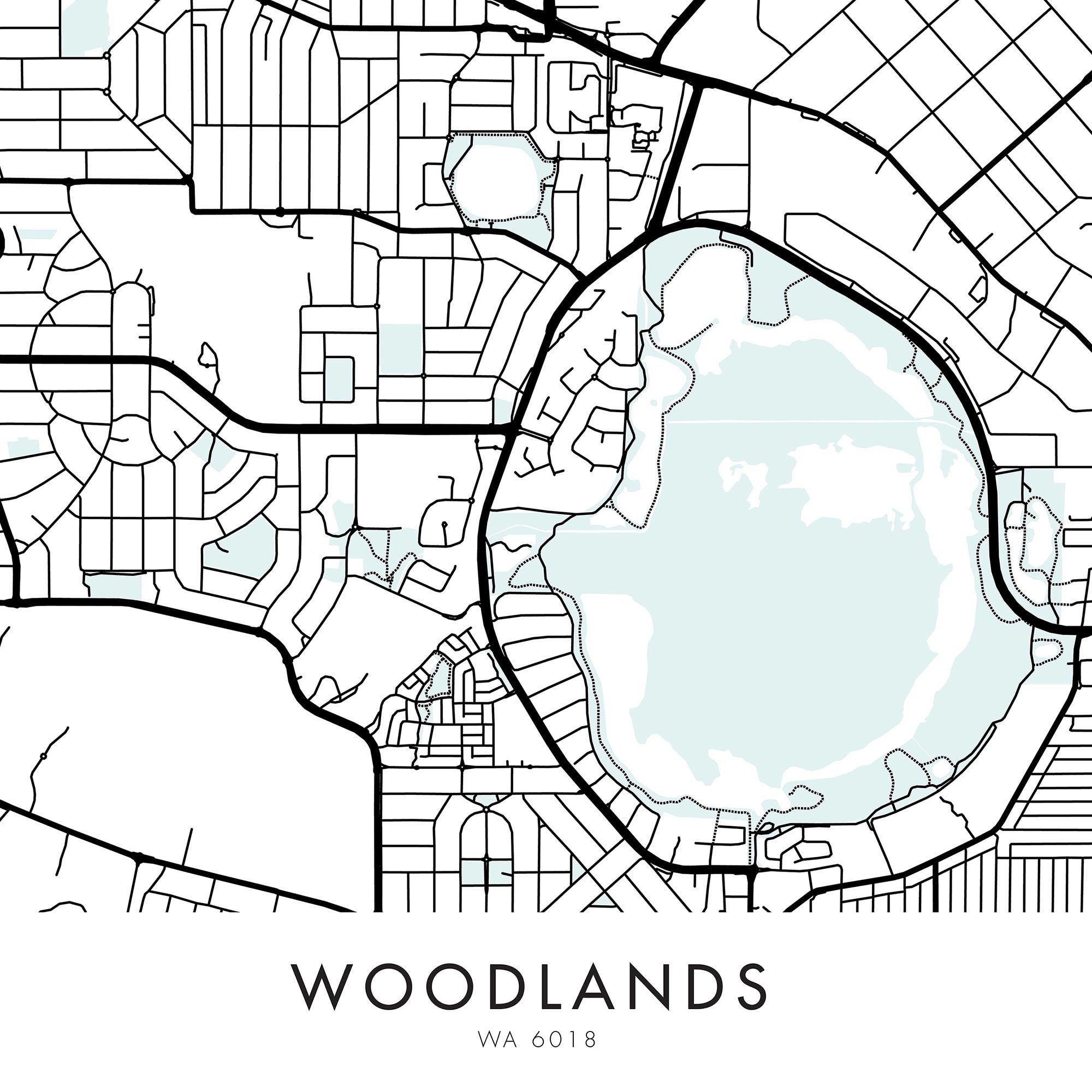 Woodlands Perth Australia Art City Map Print Wall Art A4 | Etsy