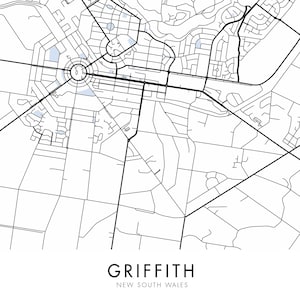 Griffith, New South Wales, Australia City Map Print Wall Art | Print at ...
