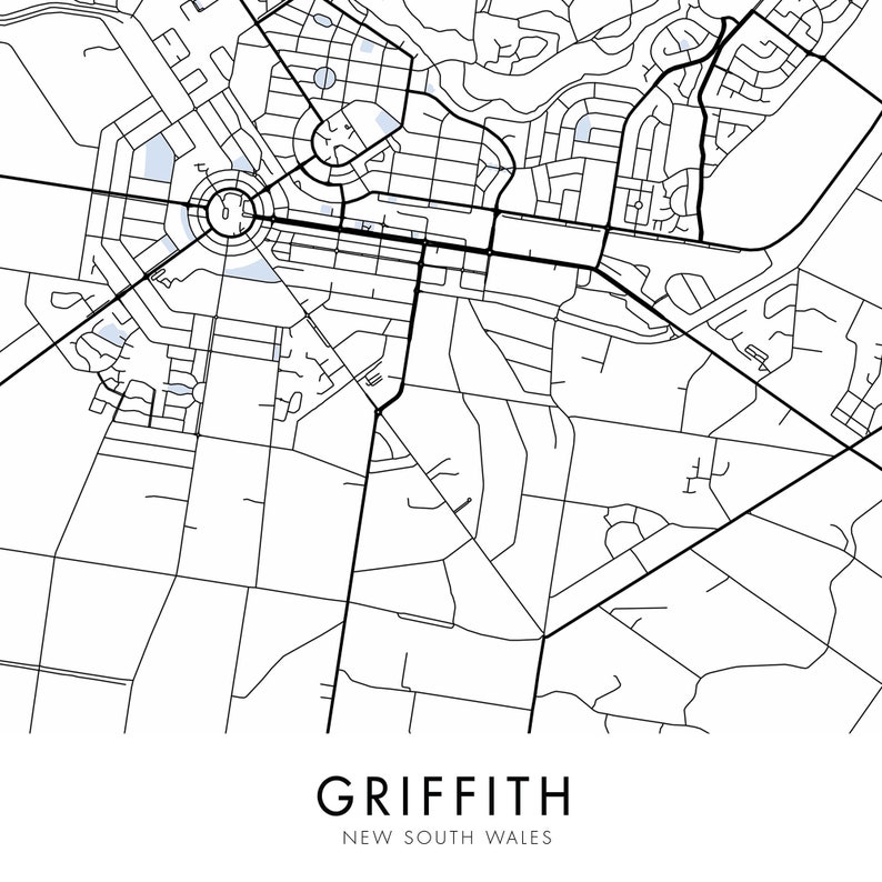 Griffith New South Wales Australia City Map Print Wall Art - Etsy