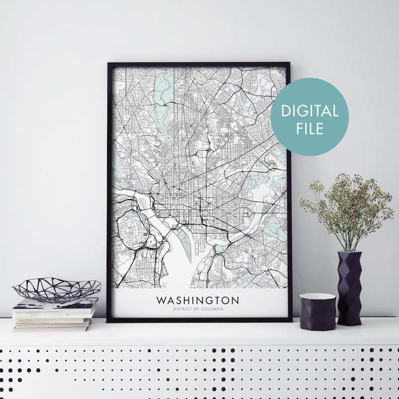 Washington DC City Map Print Wall Art Print at Home | Etsy