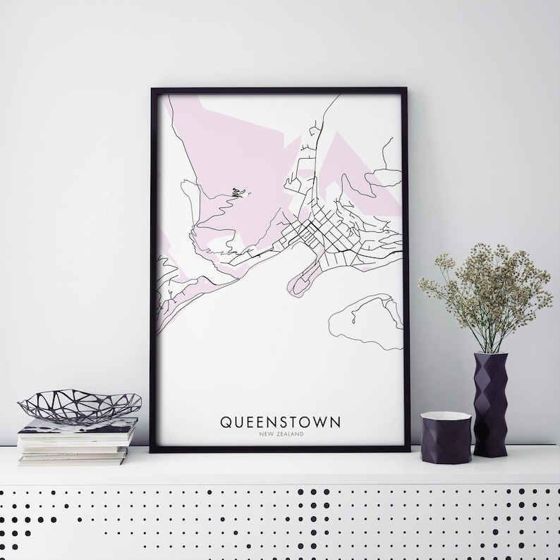 Queenstown, New Zealand Art, City Map Print Wall Art | A4 A3 A2 A1 - Etsy