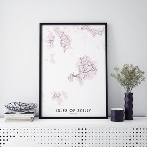 Isles of Scilly, England UK Art, City Map Print Wall Art | A4 A3 A2 A1 ...