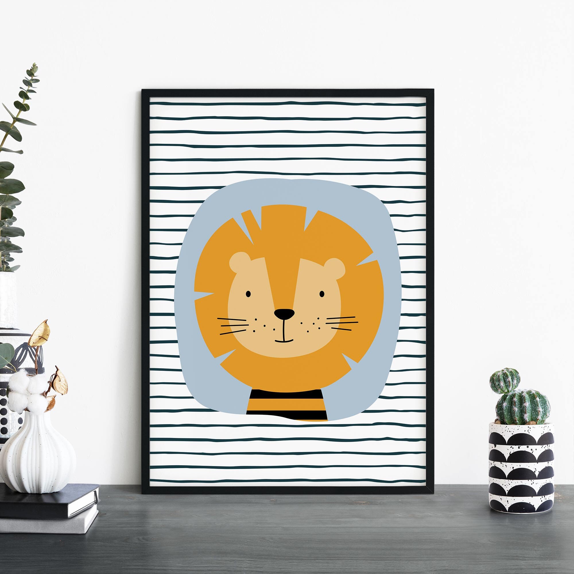 Lion Poster Print Wall Art | Childrens Kids Boys Girls Nursery Bedroom ...