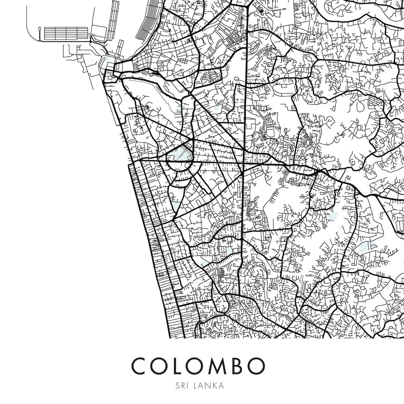 Colombo, Sri Lanka City Map Print Wall Art | Print at Home | Digital ...